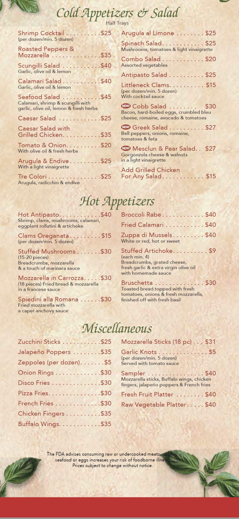 Catering - Soprano's Pizzeria and Restaurant